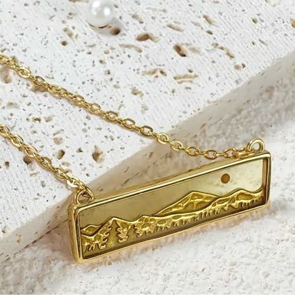 Jewelry | Golden Landscape Artwork Sun Mountainscape Mountains ...